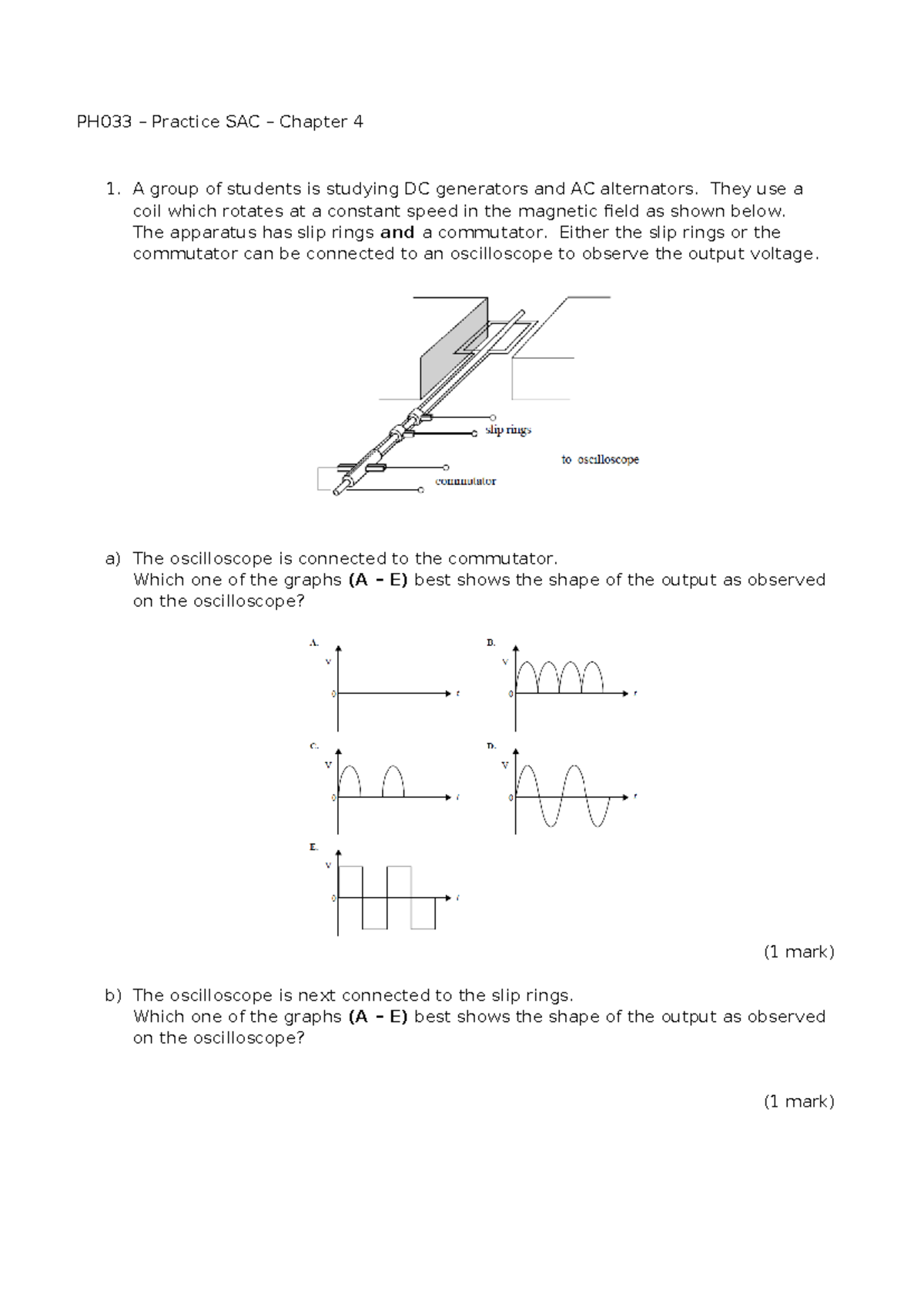 VCE Physics AOS 2 Fields Practice SAC - Chapter 4 Study Guide - Studocu