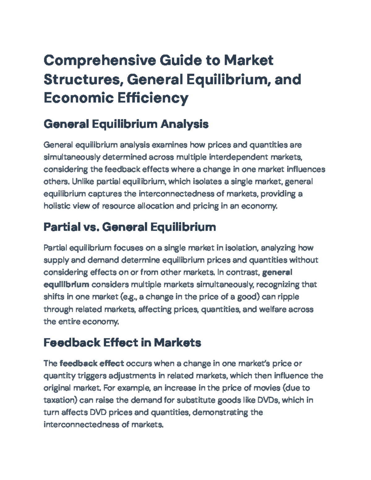 Comprehensive Overview of General Equilibrium & Market Structures (ECO ...