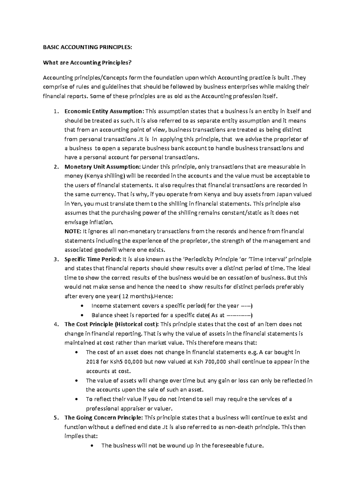 BASIC ACCOUNTING PRINCIPLES: Key Concepts and Assumptions Explained ...