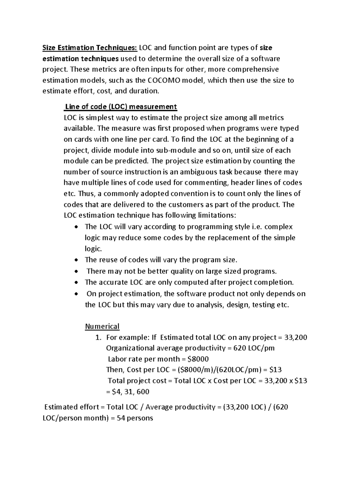 Size Estimation Techniques: LOC & Function Point Metrics in Software ...