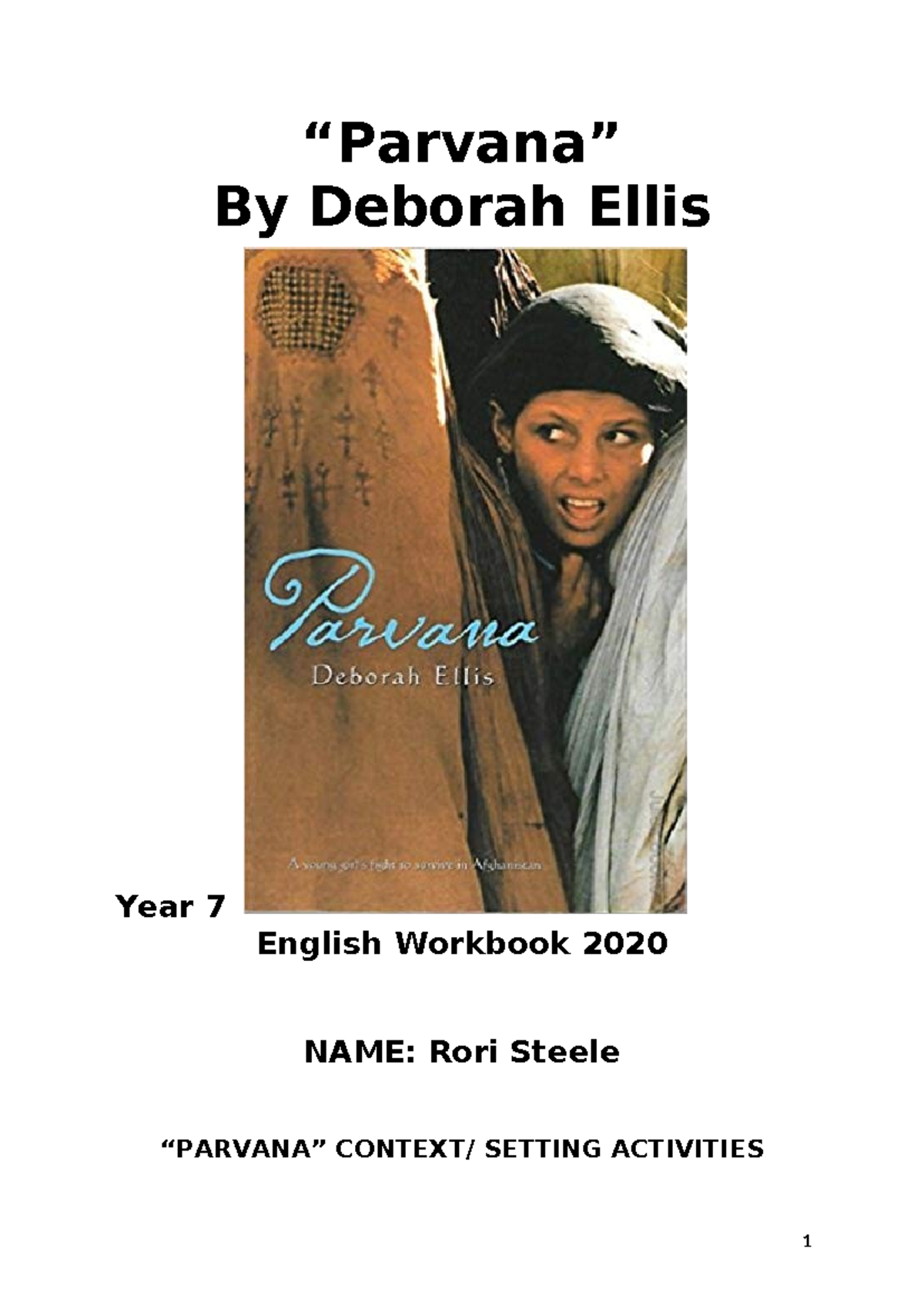 Parvana Resource Booklet: Year 7 English Activities on Afghanistan ...