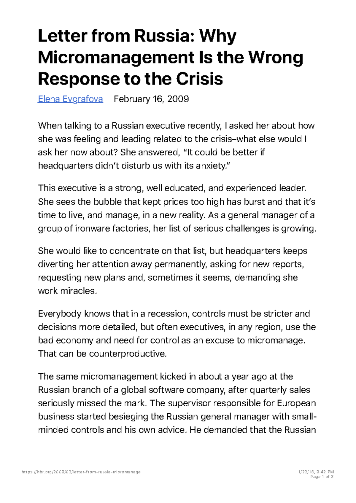 Letter from Russia Why Micromanagement Is the Wrong Response to the ...