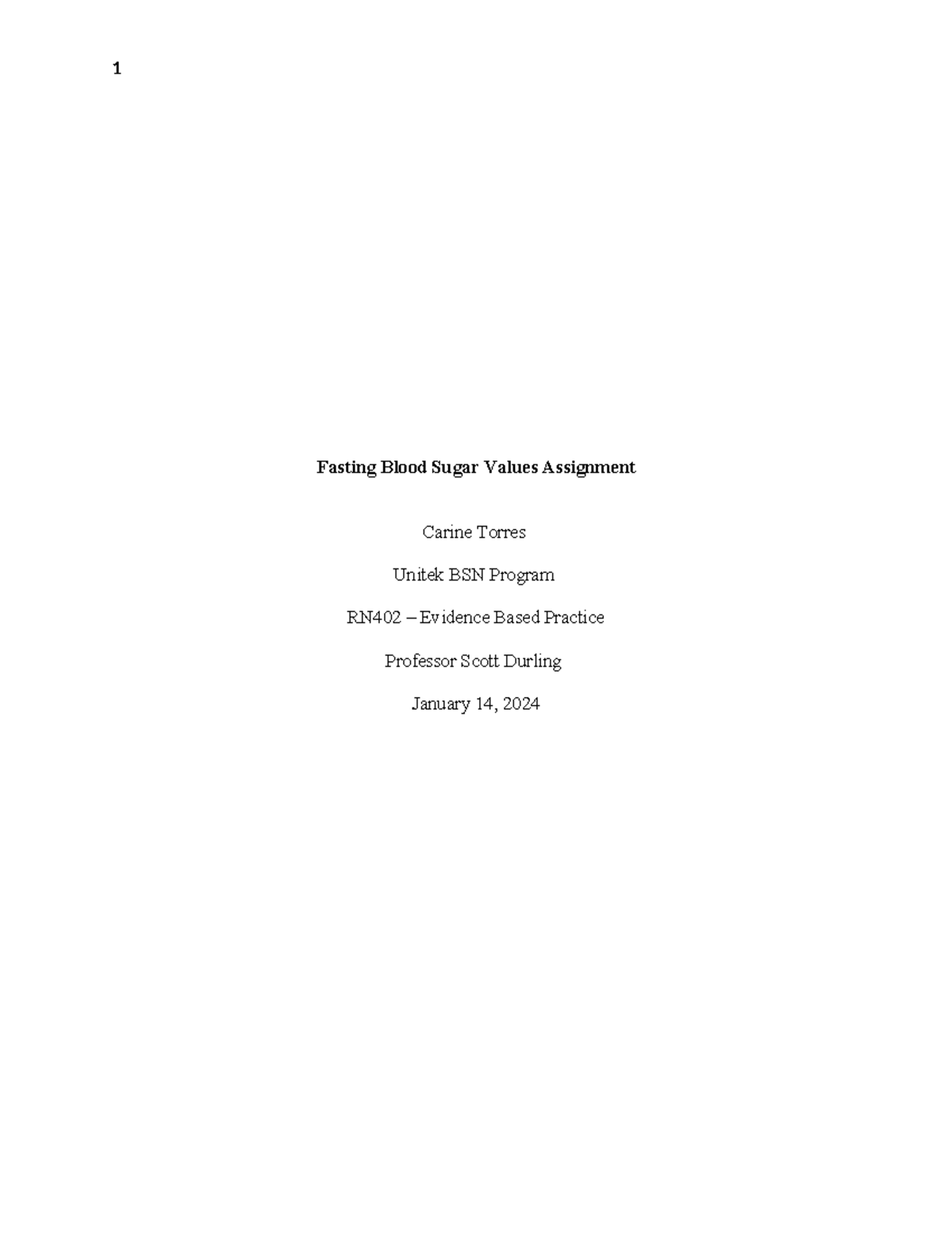 FBS Values Assignment - RN402 Evidence Based Practice Analysis - Studocu