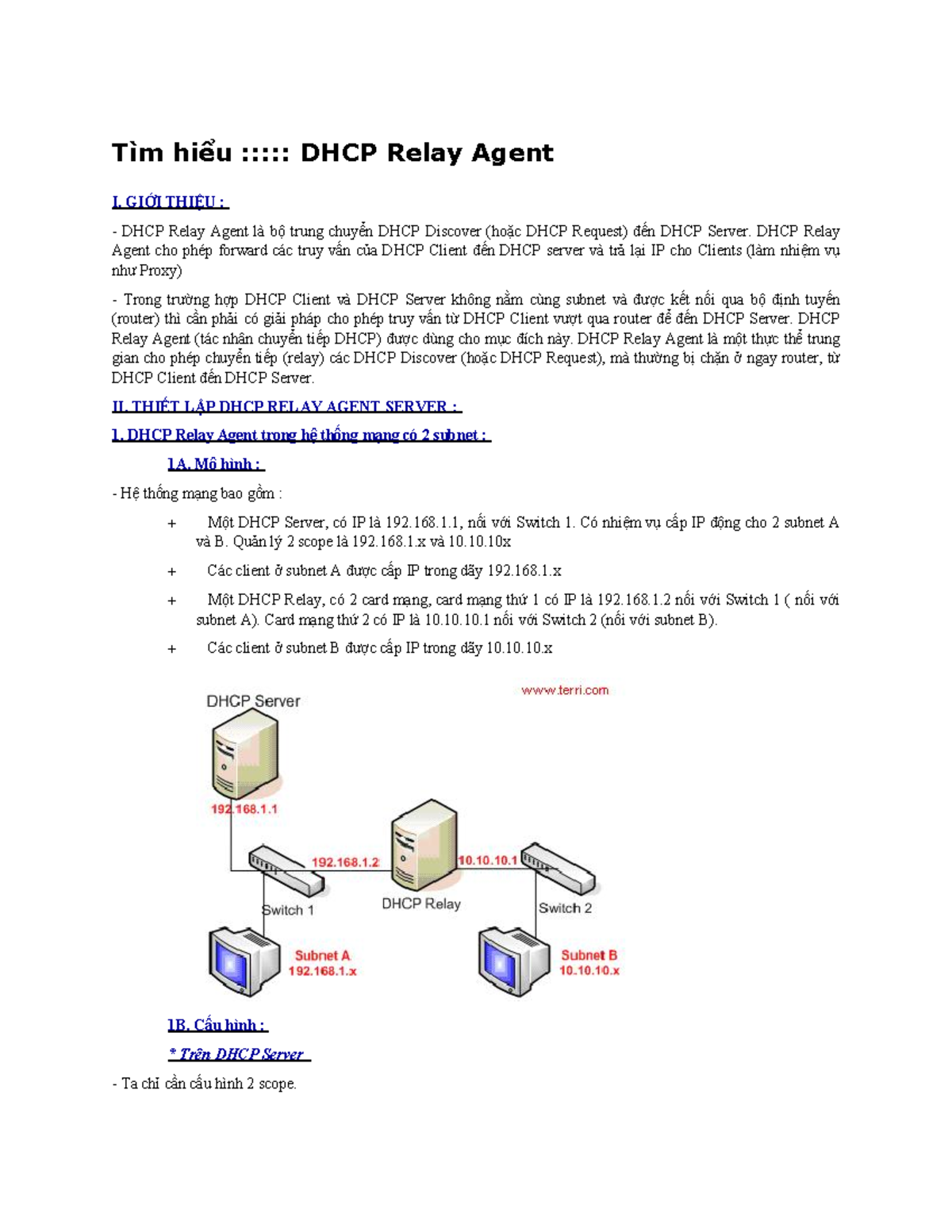 Tìm hiểu về DHCP Relay Agent trong mạng và cấu hình DHCP Server - Studocu