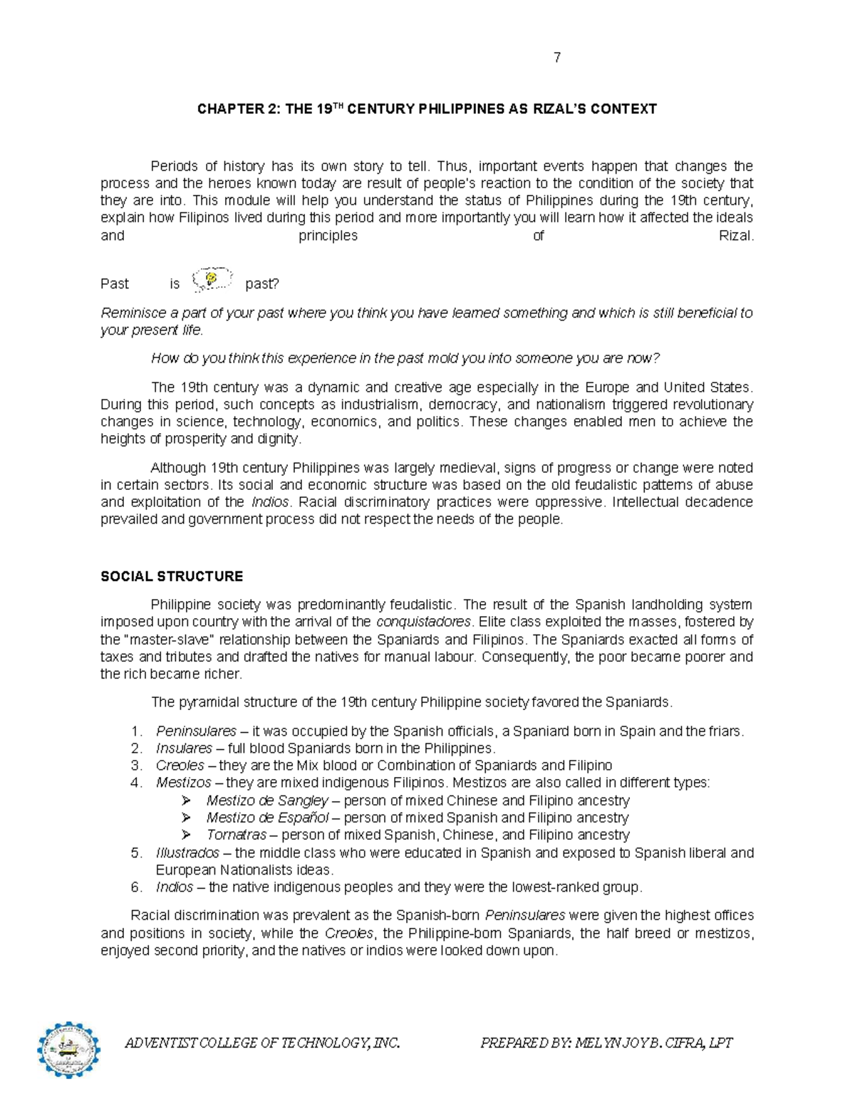 Chapter 2: The 19th Century Philippines and Rizal's Context (HIST 101 ...