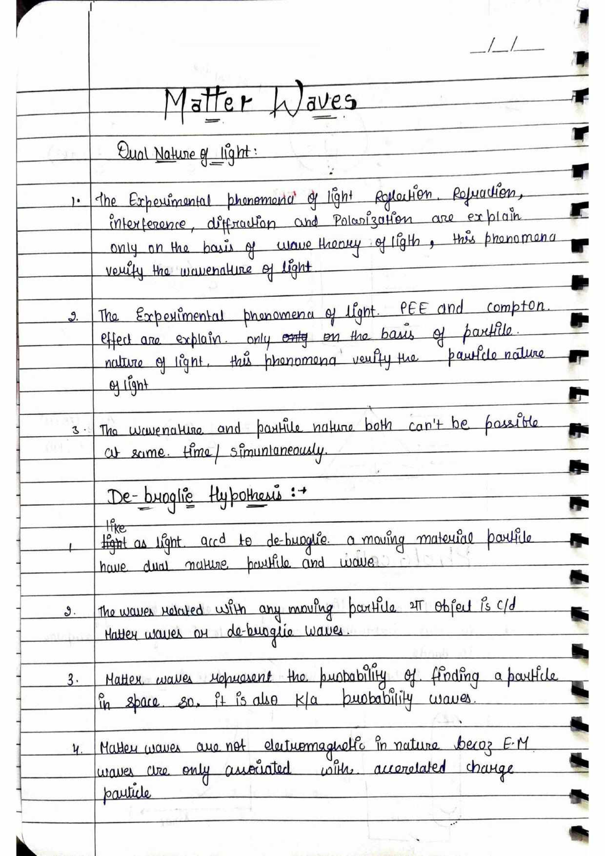 Matter Waves and the Dual Nature of Light: Key Concepts and Experiments - Studocu