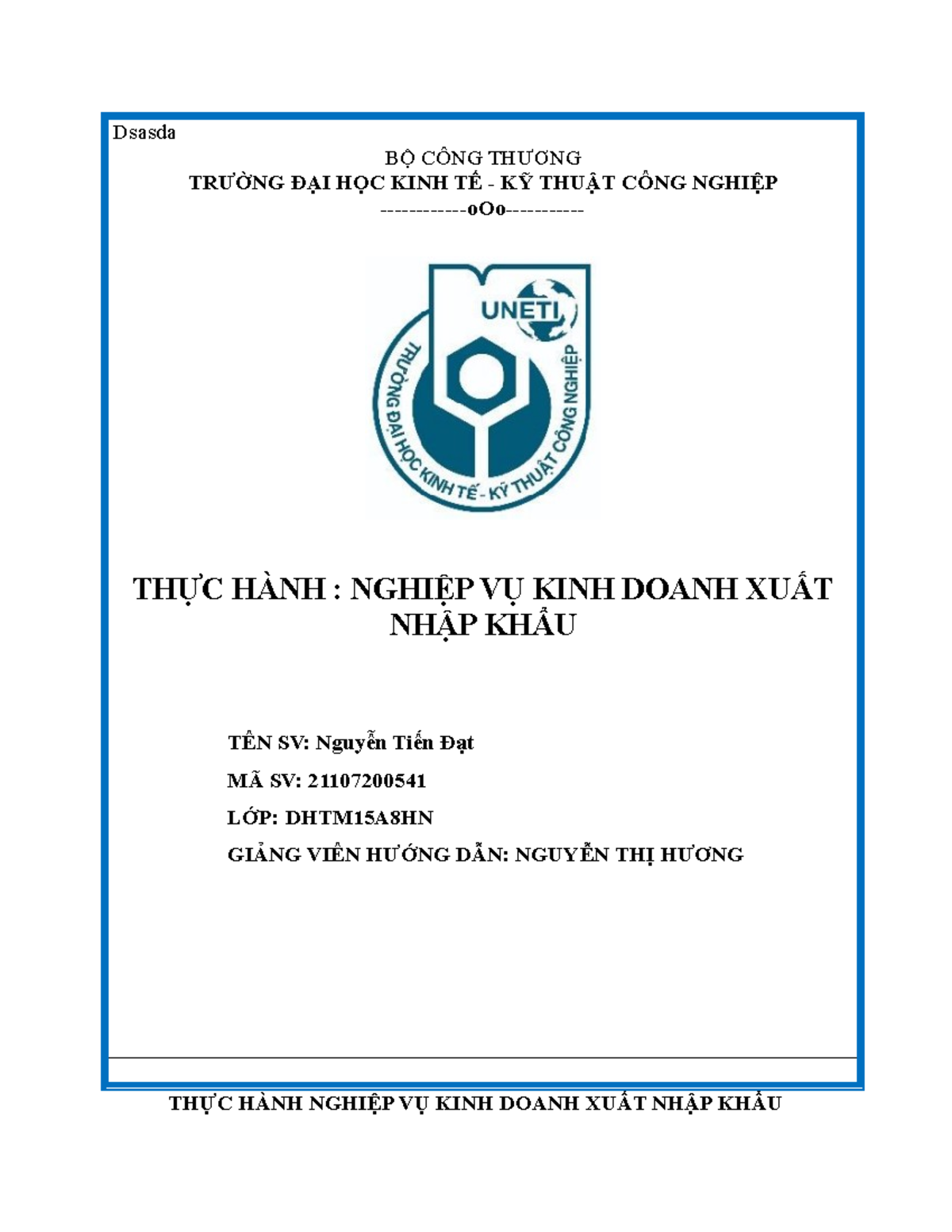 Thực hành nghiệp vụ kinh doanh xuất nhập khẩu ( tiến đạt1 - Dsasda BỘ ...