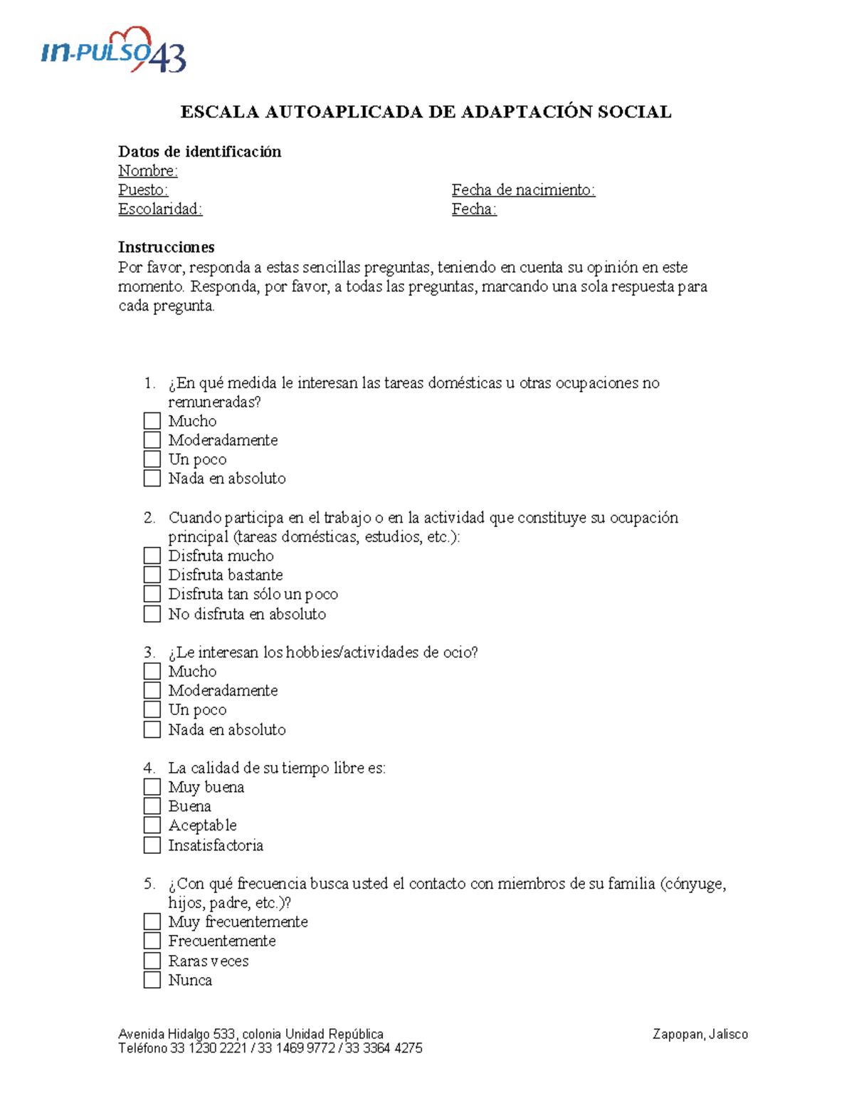 Escala autoaplicada de adaptación social - ESCALA AUTOAPLICADA DE ...
