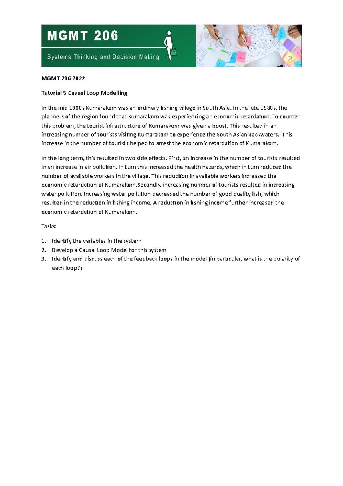 MGMT 206 2022 Tutorial 5: Causal Loop Modelling Analysis - Studocu