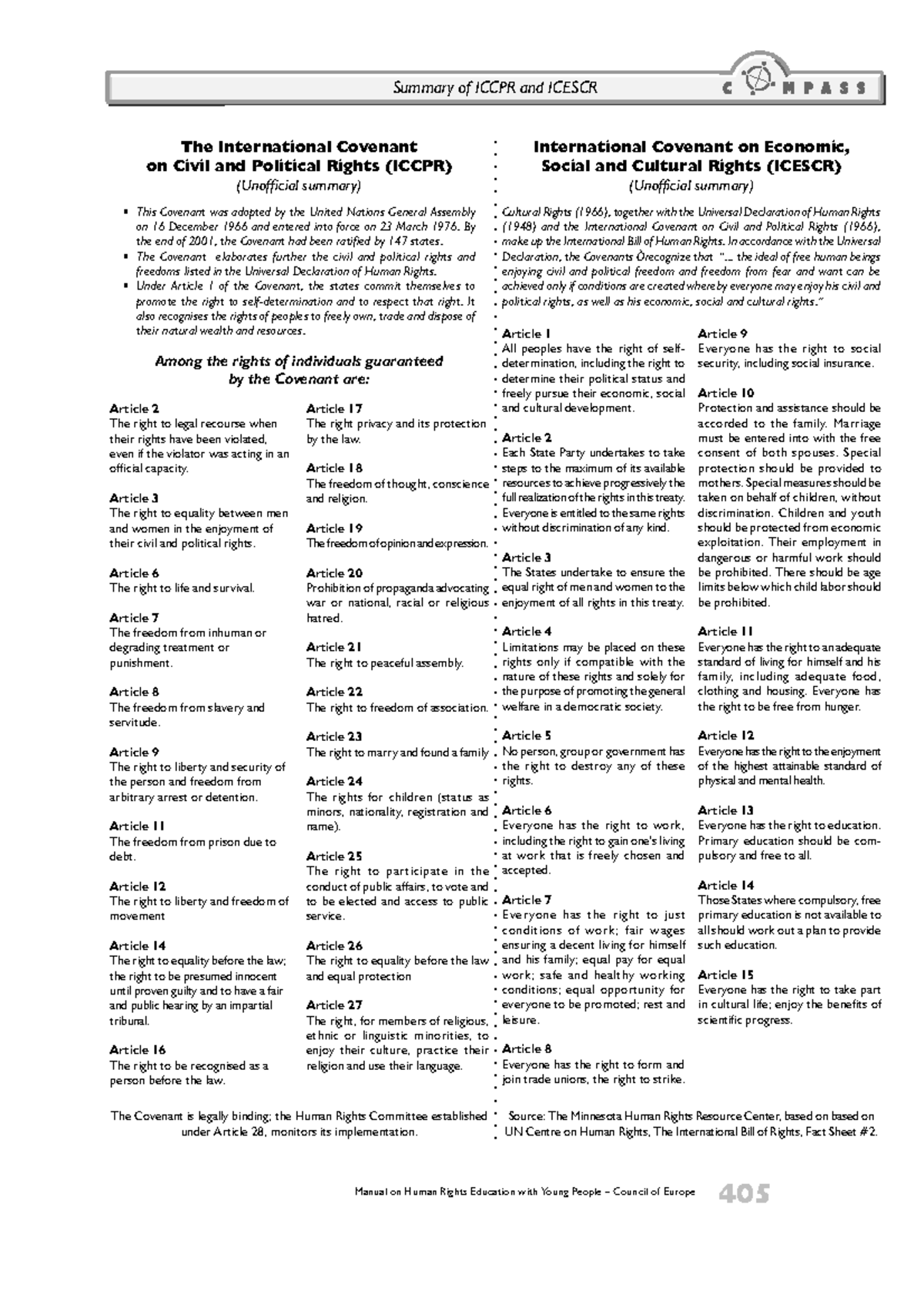 Summary of ICCPR & ICESCR - Key Human Rights Principles - Studocu