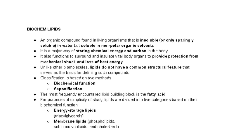 BIOCHEM 101: Lipid Notes on Structure, Function, and Dietary Impact ...