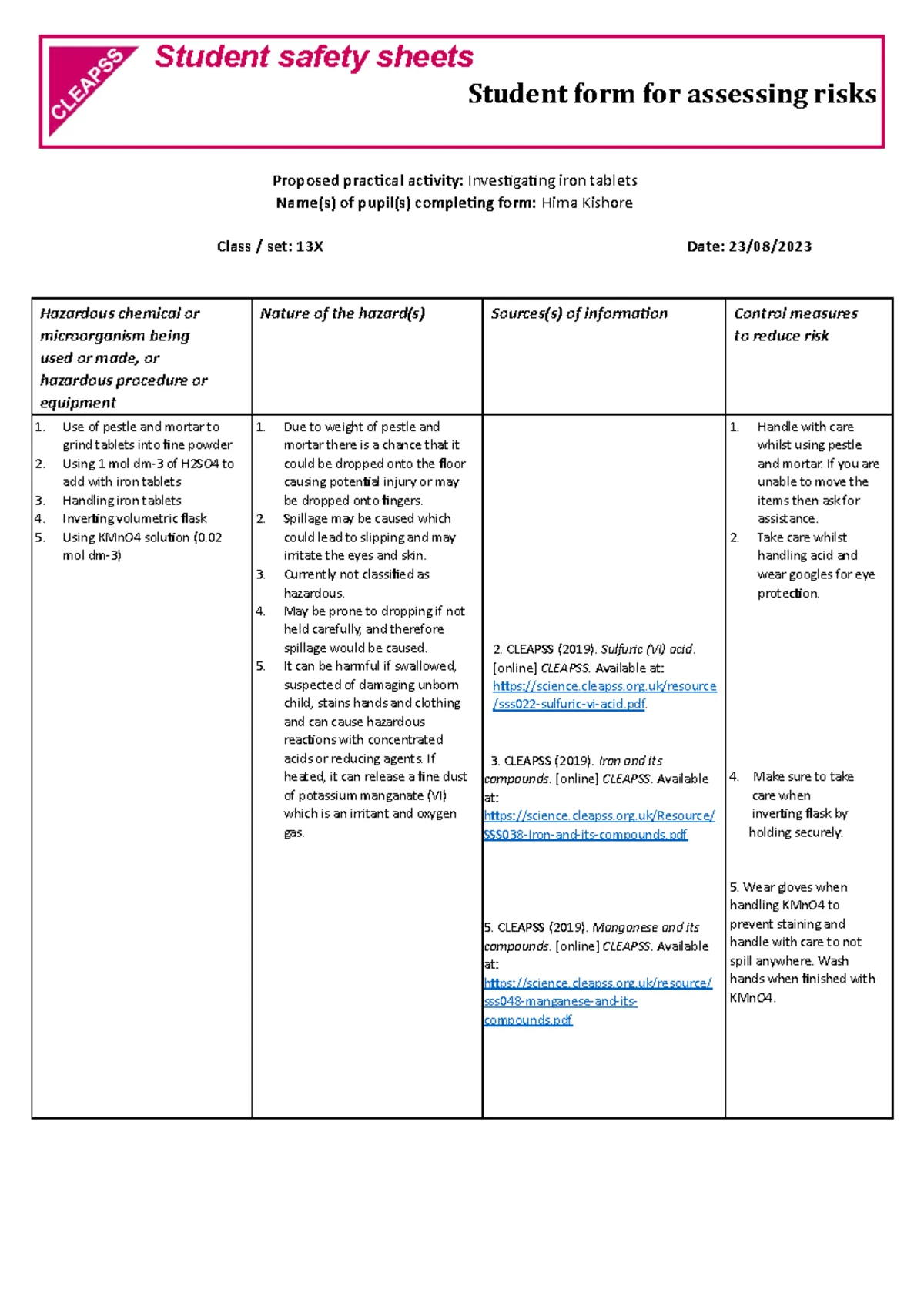 C3L6 Cambridge Chemistry Challenge 2019 Student Answer Booklet - Studocu