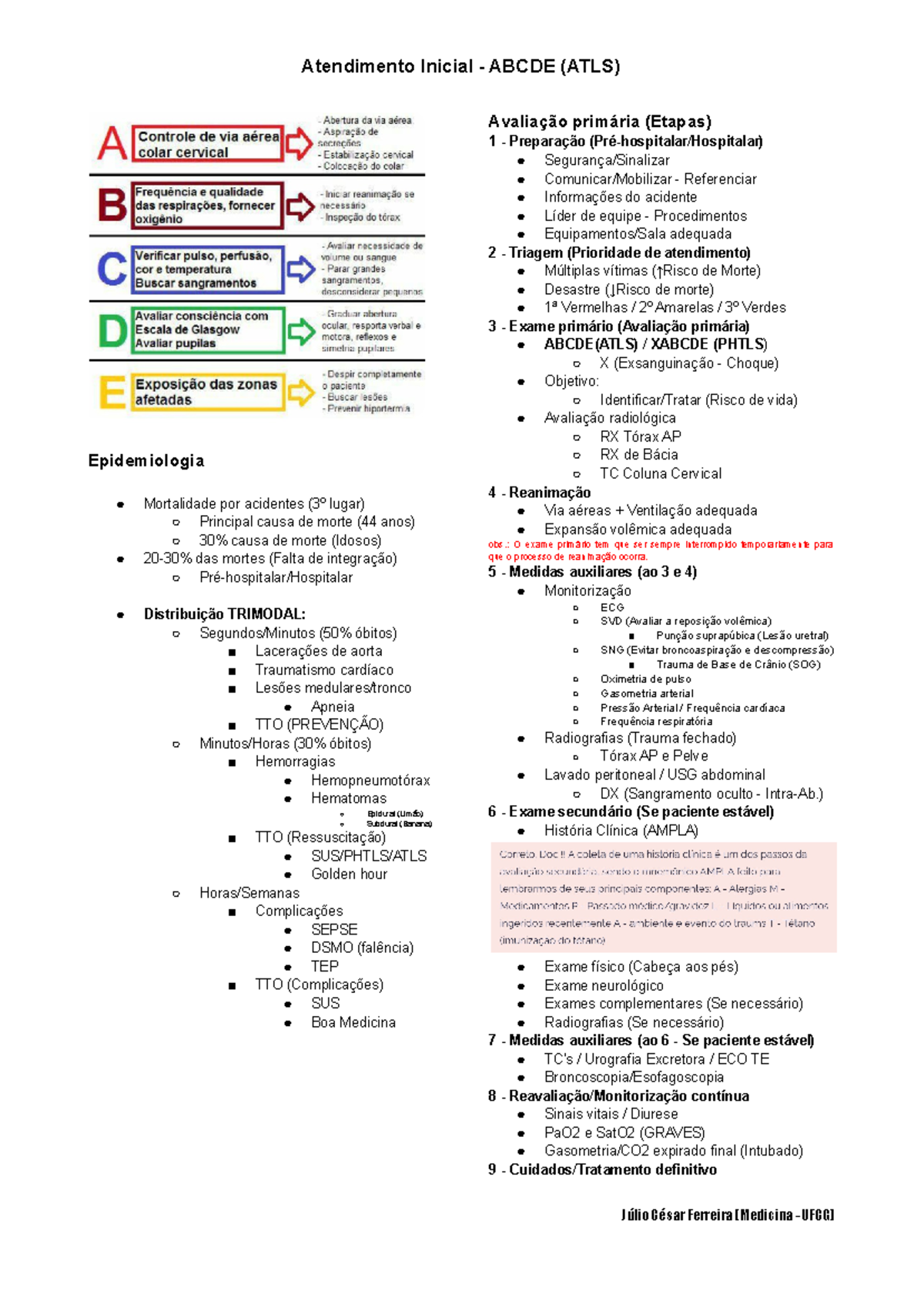 ATLS (Atendimento Inicial) - Atendimento Inicial - ABCDE (ATLS ...