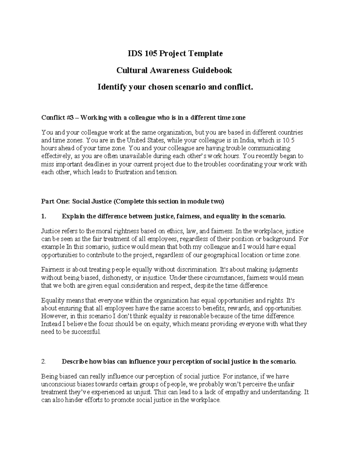 IDS-105 Module 7 Project - IDS 105 Project Template Cultural Awareness ...