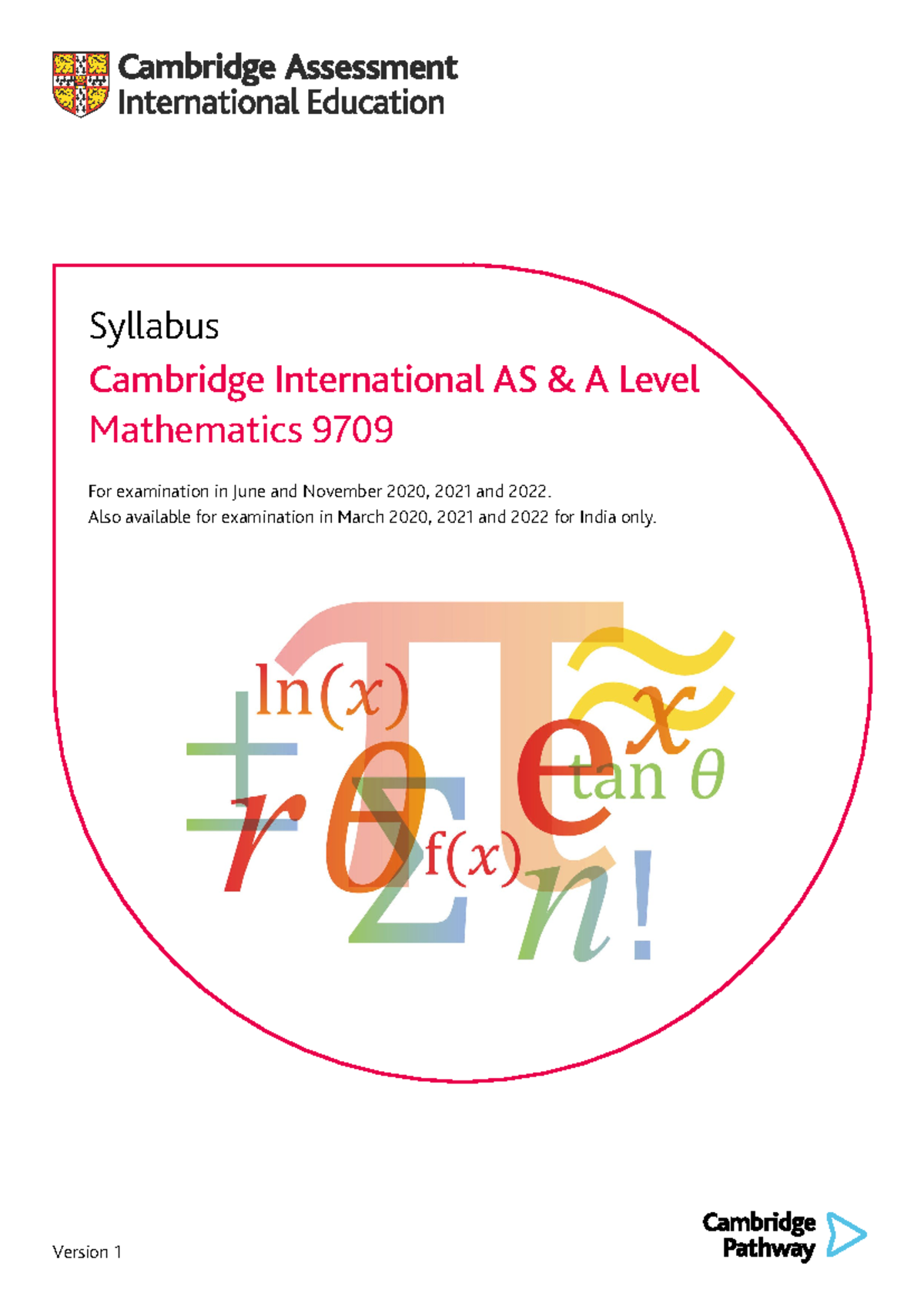 Mathematics 9709 - Cambridge International AS & A Level Syllabus ...