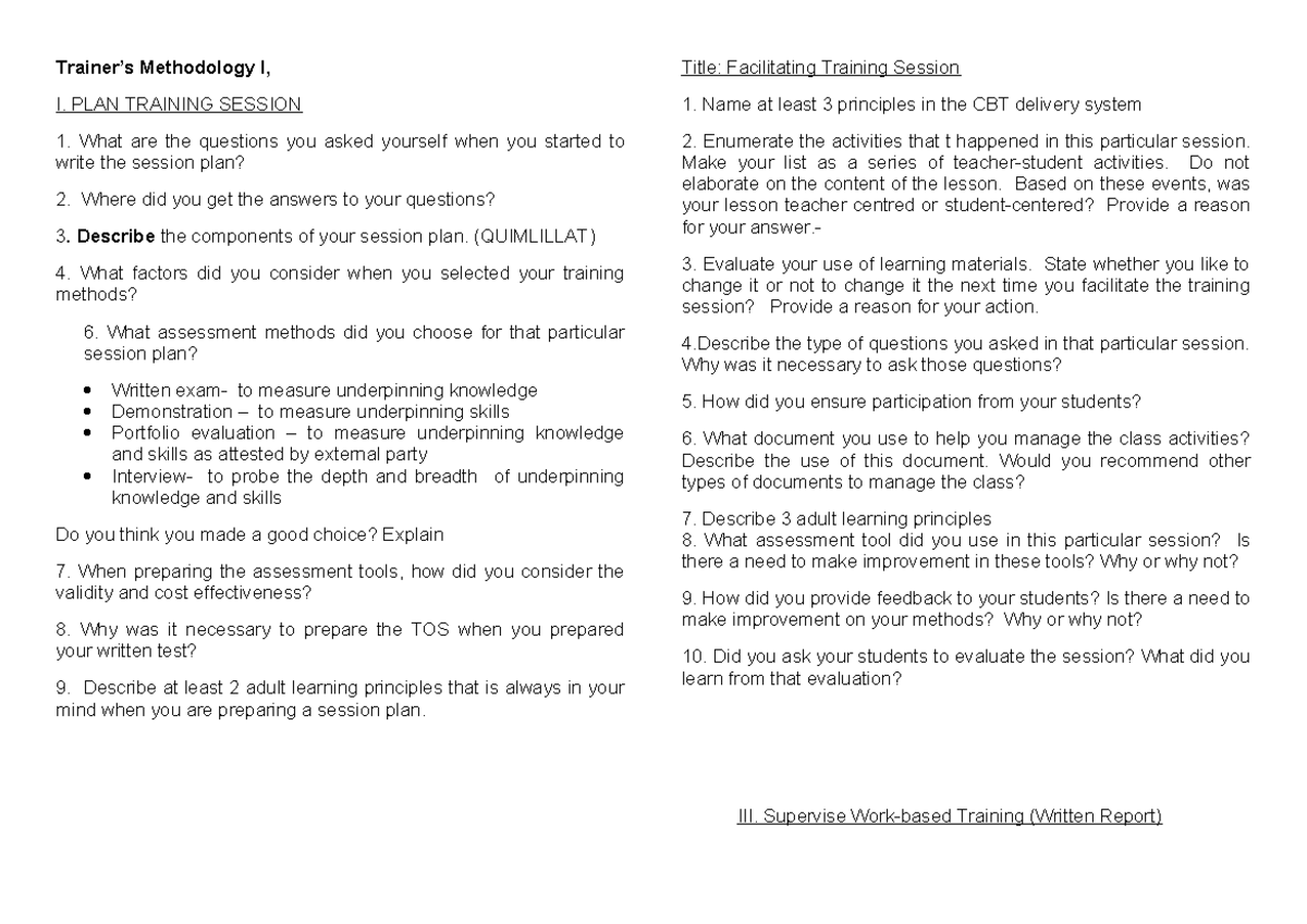213123 TM-SIR-TEO.- Training Methodology I Session Plans & Assessments ...