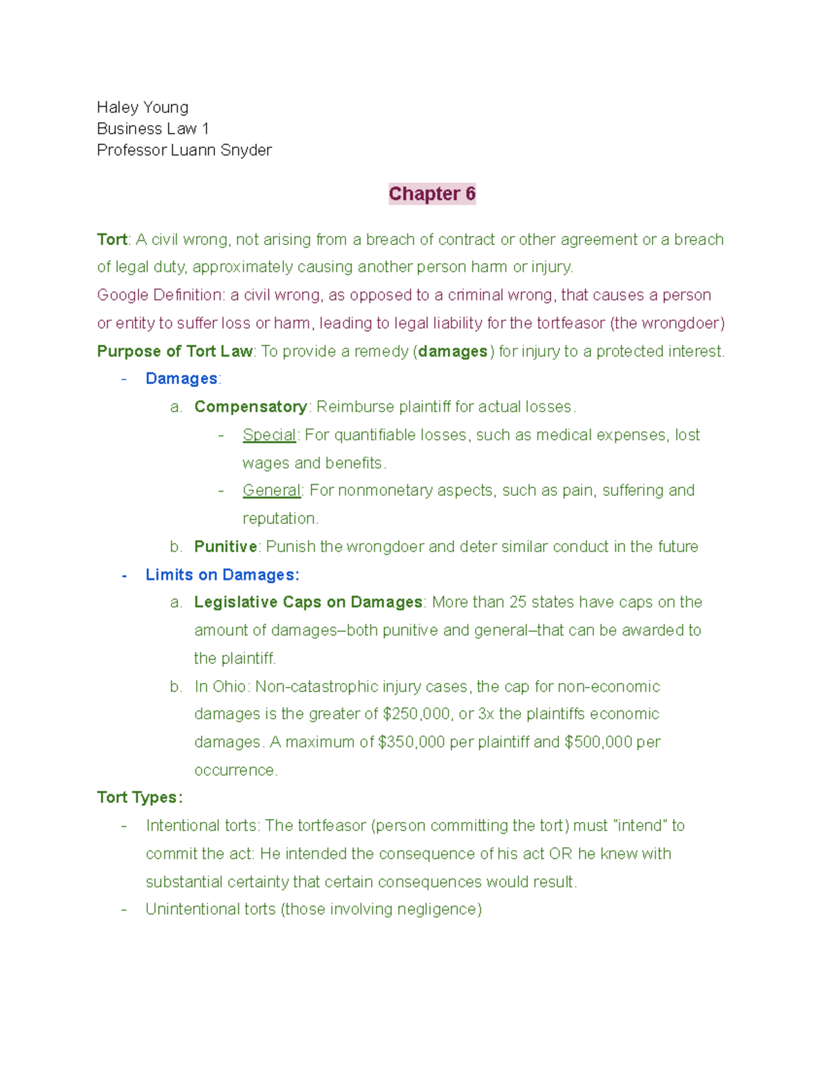 Business Law 1: Tort Law, Product Liability & Intellectual Property ...