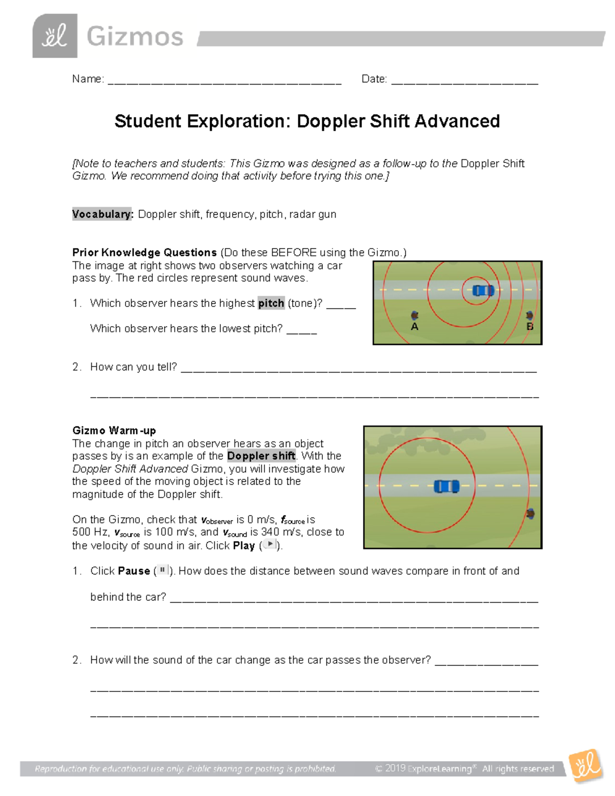 Doppler Shift Exploration: Advanced Gizmo Activity Guide - Studocu