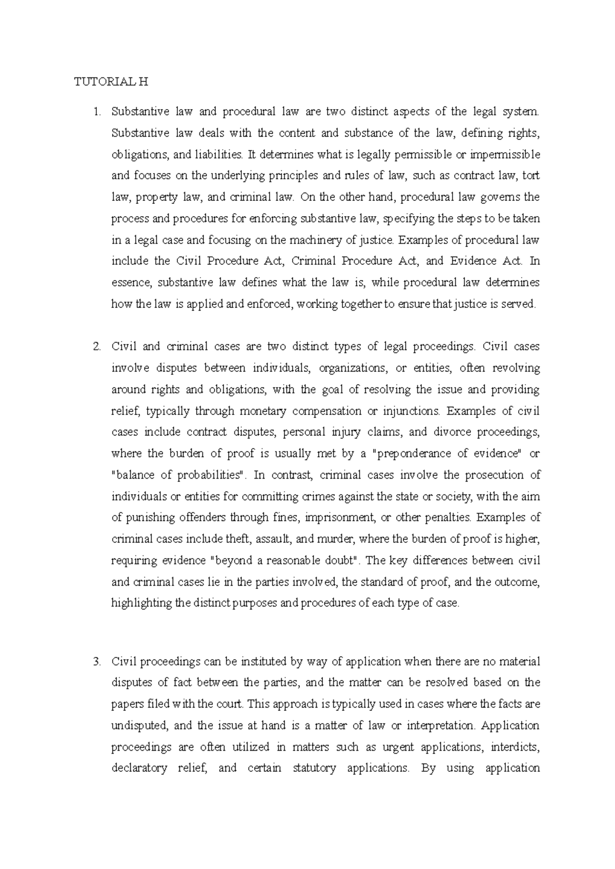 Tutorial H: Understanding Substantive & Procedural Law in Legal Cases ...