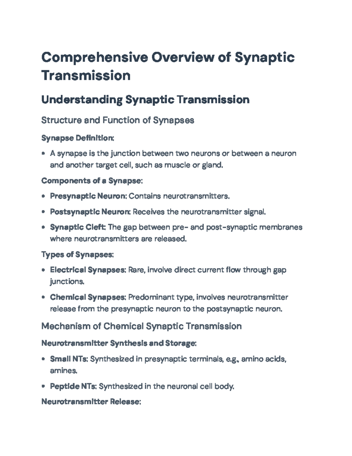 Comprehensive Overview of Synaptic Transmission - Neurology MD 101 ...