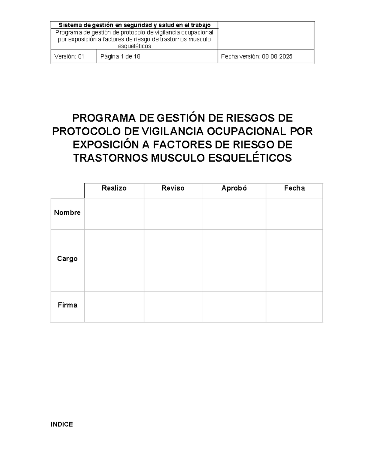 Programa de Gestión de Riesgos TMERT: Vigilancia Ocupacional y Salud ...