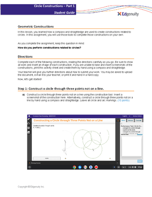 Circle Constructions - Student Guide - Part 2 - Geometric Constructions ...