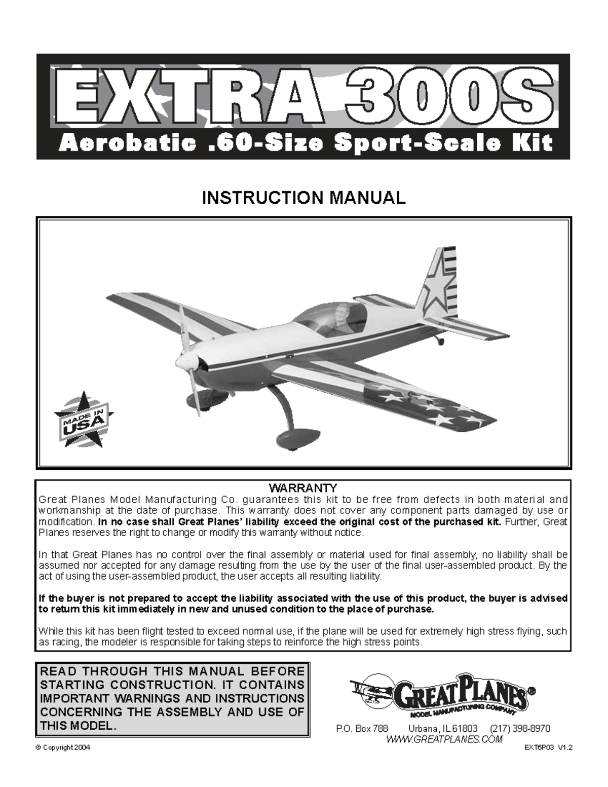 Manual de Instrucciones del Extra 300S (Código: 60 oz10977) - Studocu