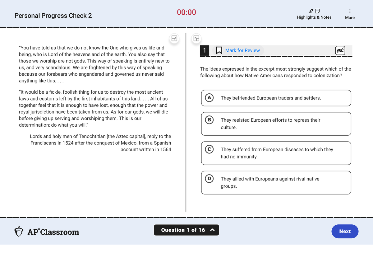 AP U.S. History Unit 0 Course Guide - Personal Progress Check 2 00 ...