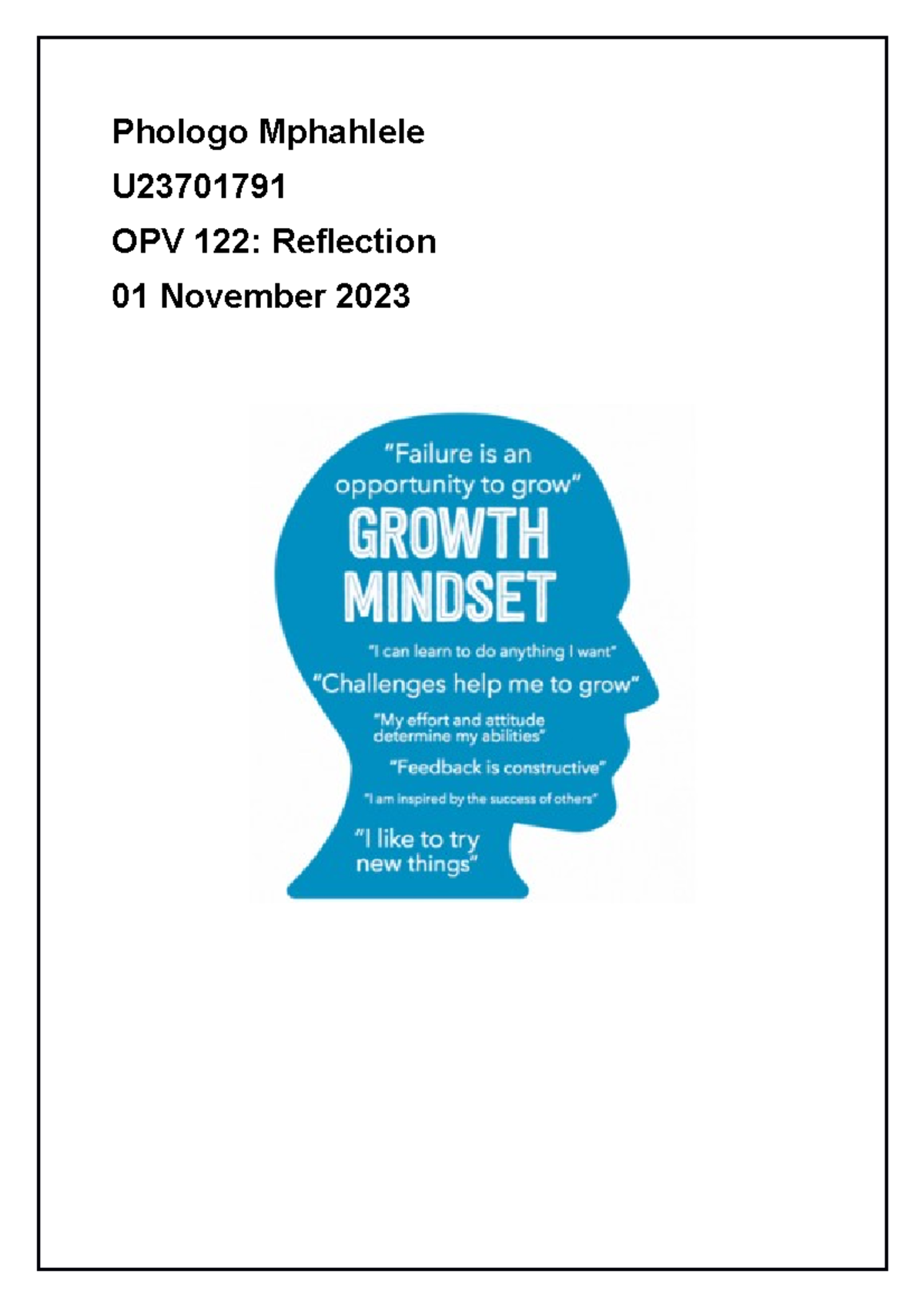 OPV 122 - Final Reflection Assessment 2023 Template pl - Phologo ...