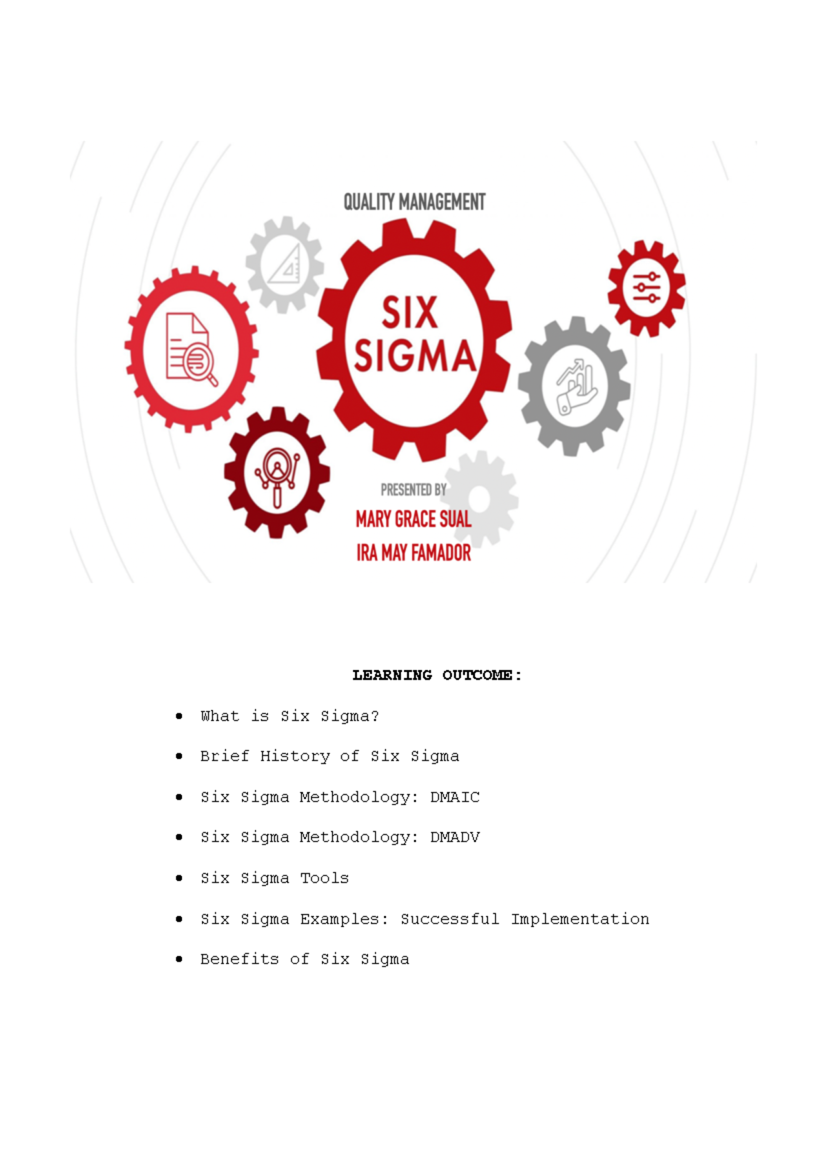 Six Sigma Methodologies & Tools: Comprehensive Study Notes - Studocu