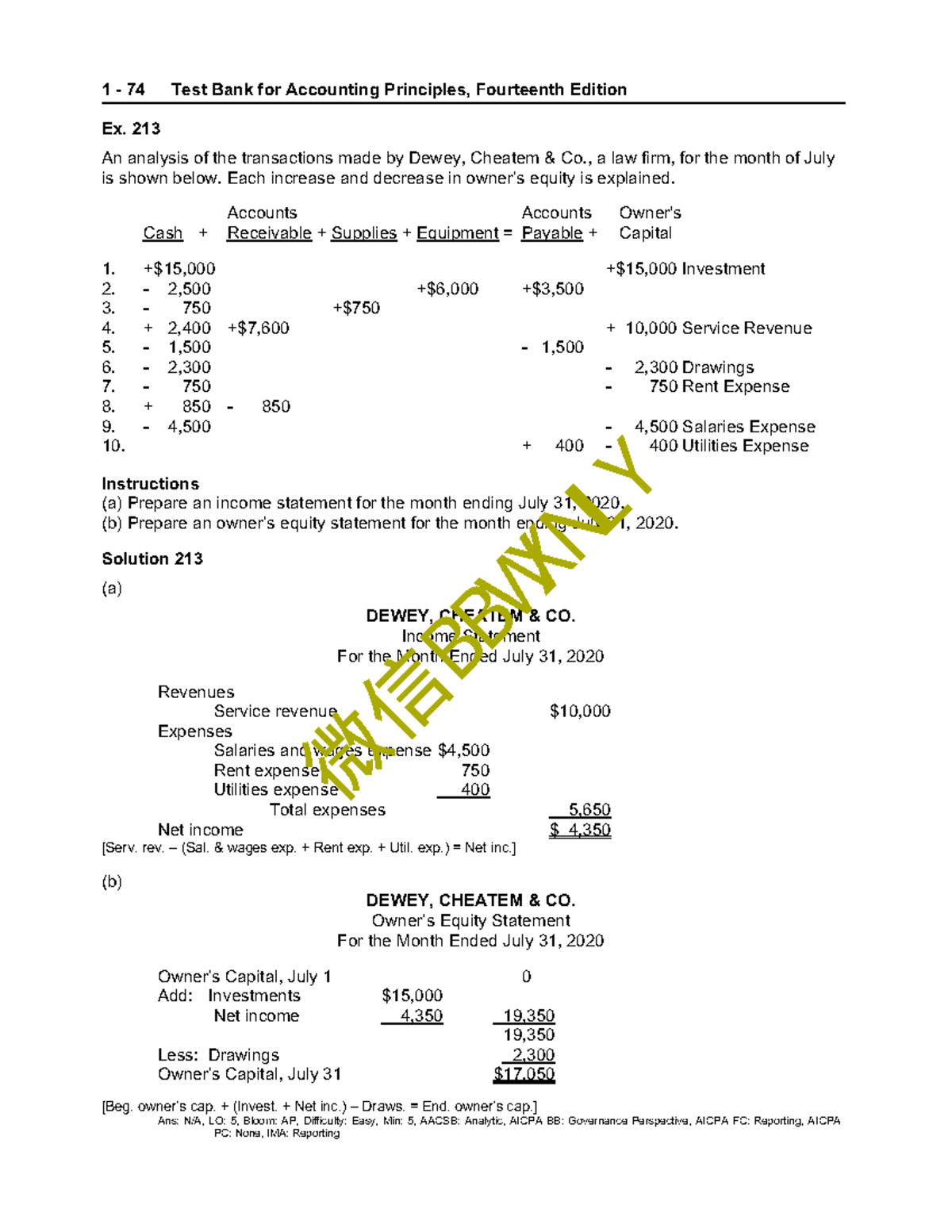 Accounting principles 14th edition by weygandt tb 74 - 1 - 74 Test Bank ...