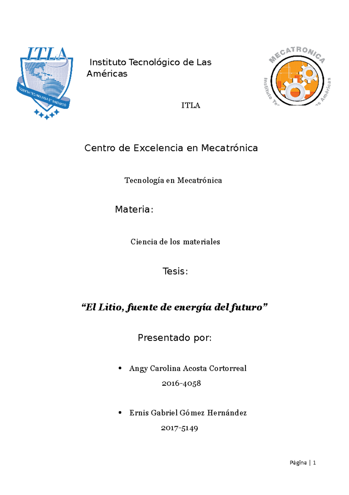 Tesis Litio - Instituto Tecnológico de Las Américas ITLA Centro de ...