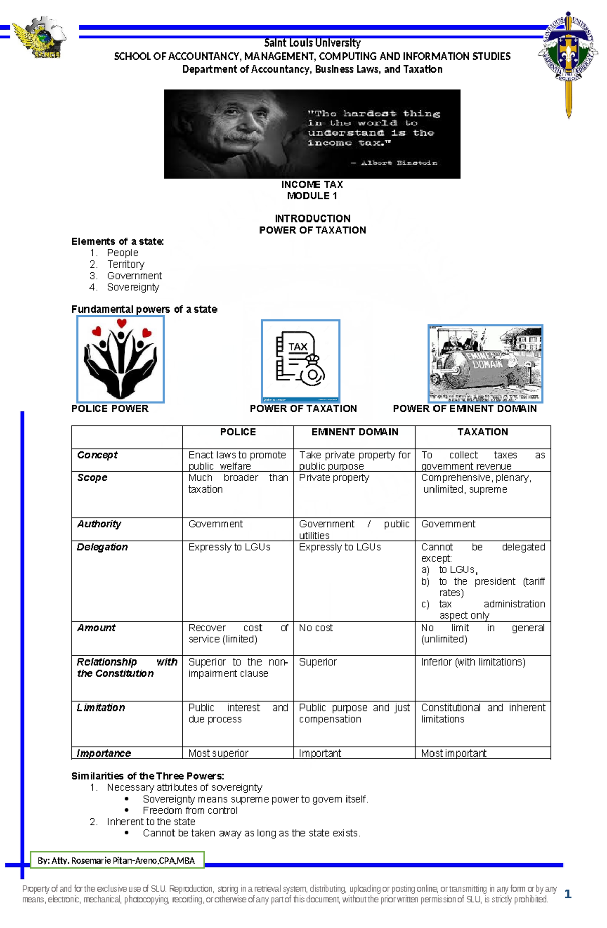 Income Tax Module 1: Introduction to Taxation Principles - Studocu