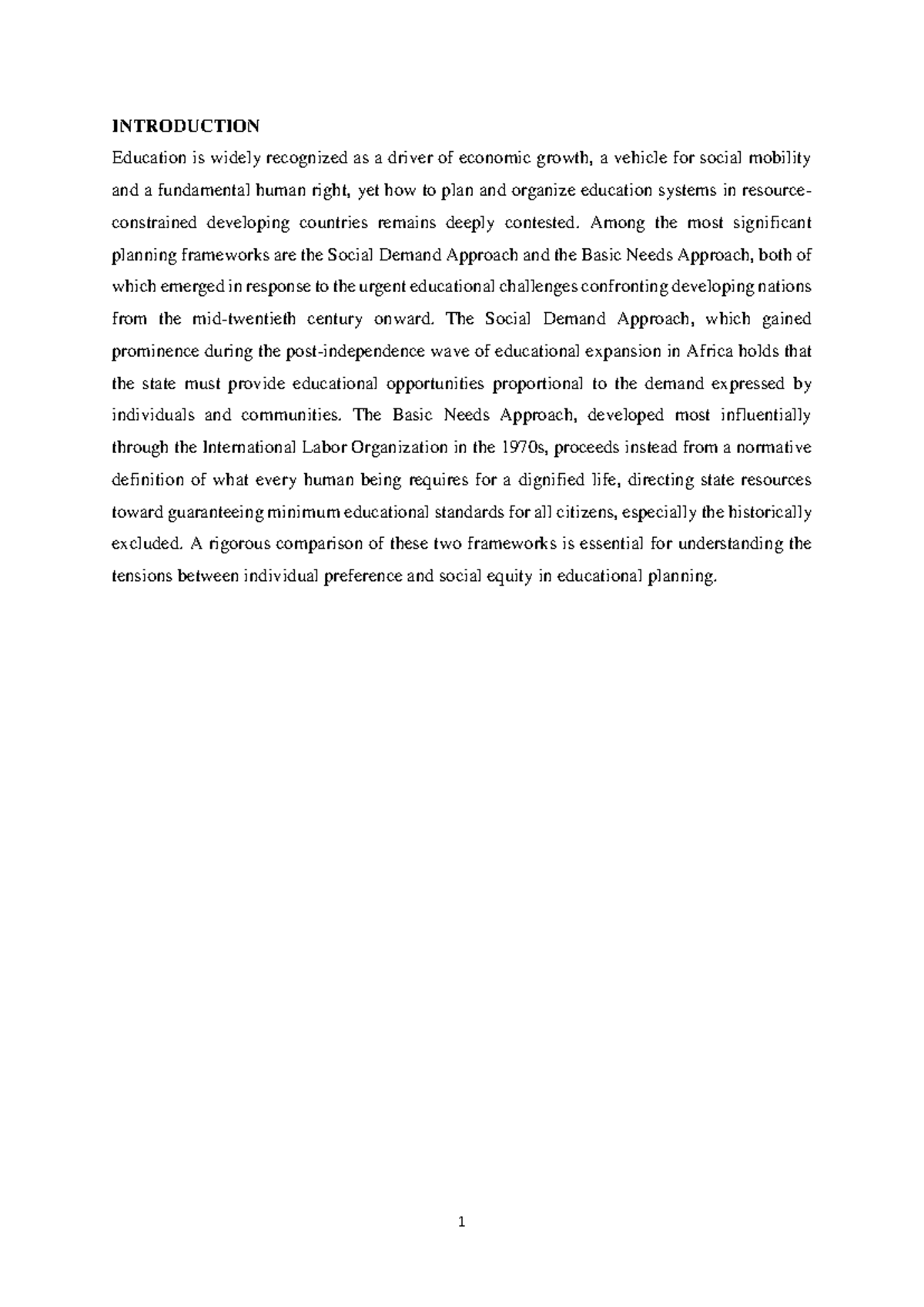 EPM 412 - Comparative Analysis of Social Demand and Basic Needs ...