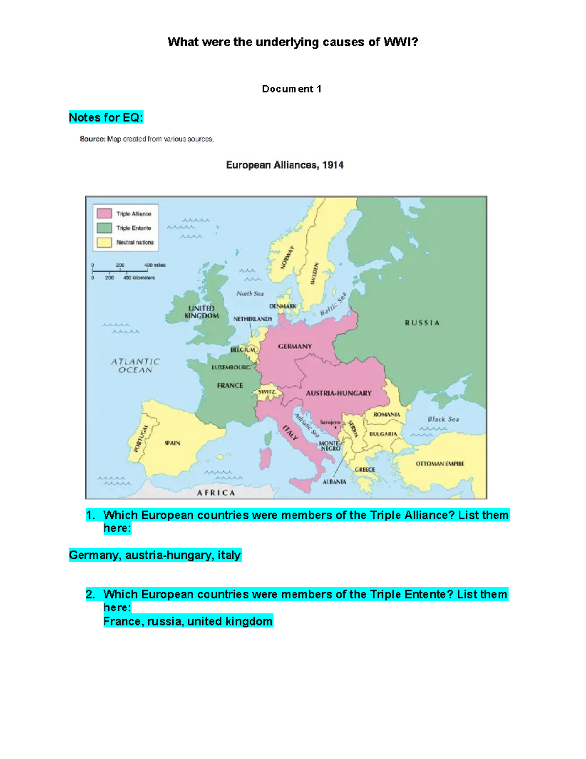 Copy of World War I DBQ Day 1 - What were the underlying causes of WWI ...
