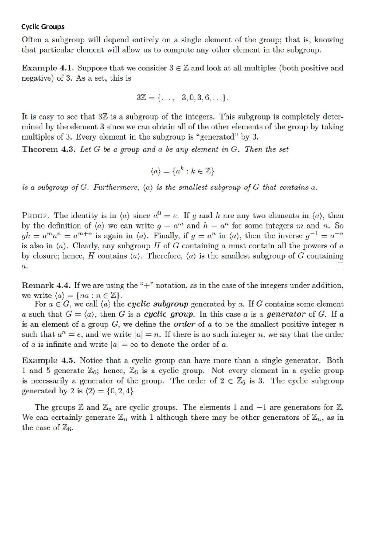 Cyclic Groups: Properties and Examples in Abstract Algebra - Studocu