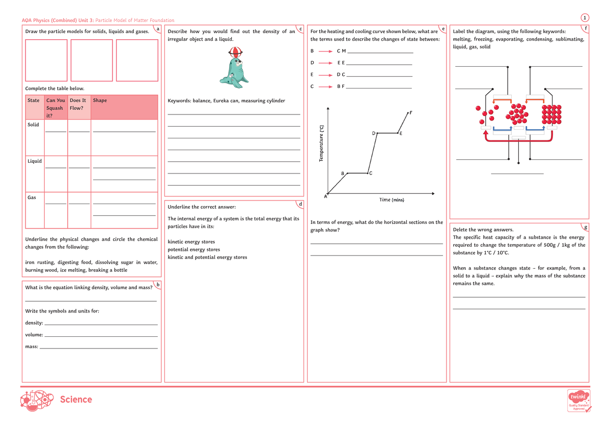 AQA GCSE Combined Science Unit 3: Particle Model of Matter Revision ...