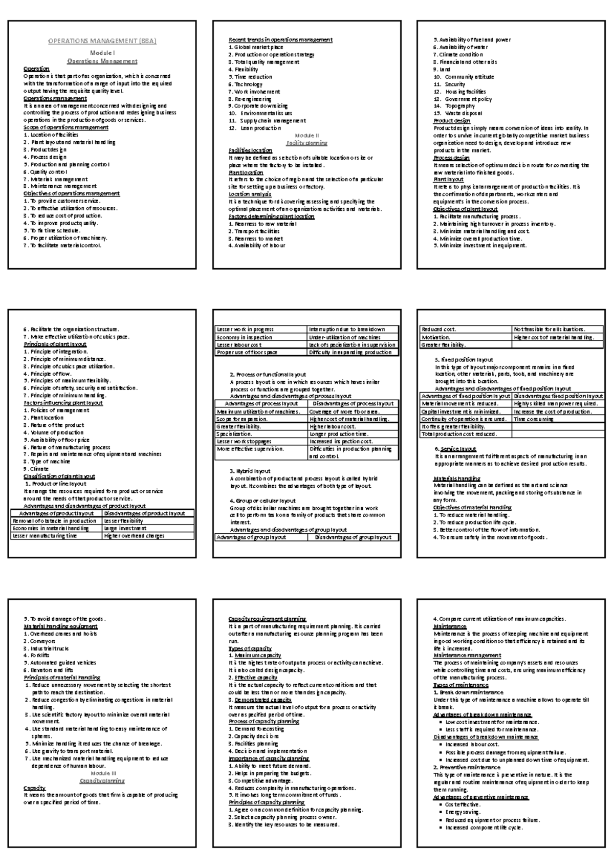 Operations Management (BBA) Module I: Key Concepts and Principles - Studocu