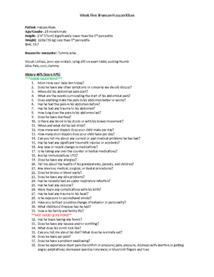 Ihuman notes Week 3 i Human Notes - Patient: Joseph Camella Age: 66 y/o ...