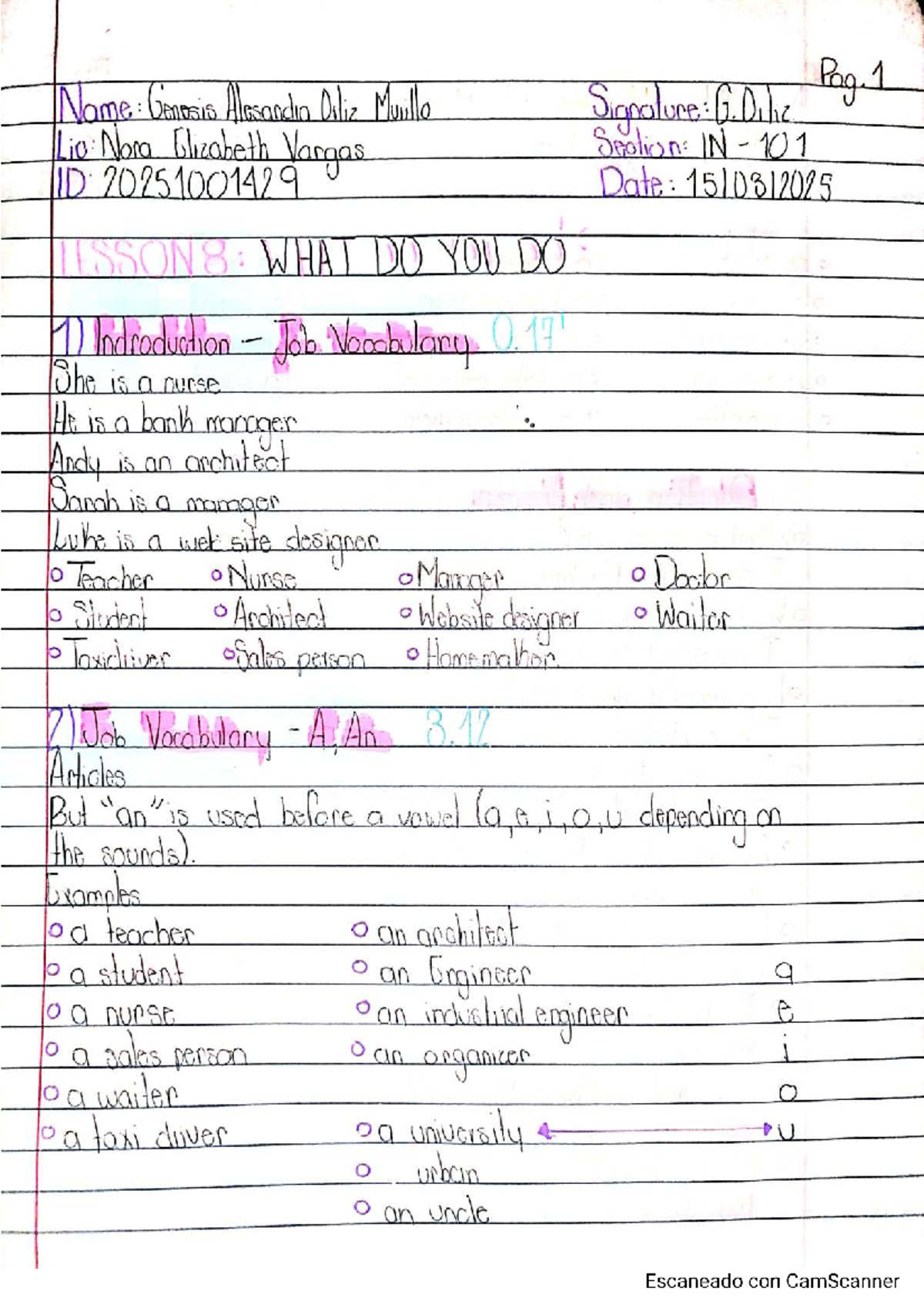 IN 101 Lesson 8: Job Vocabulary and Simple Present Tense Notes - Studocu