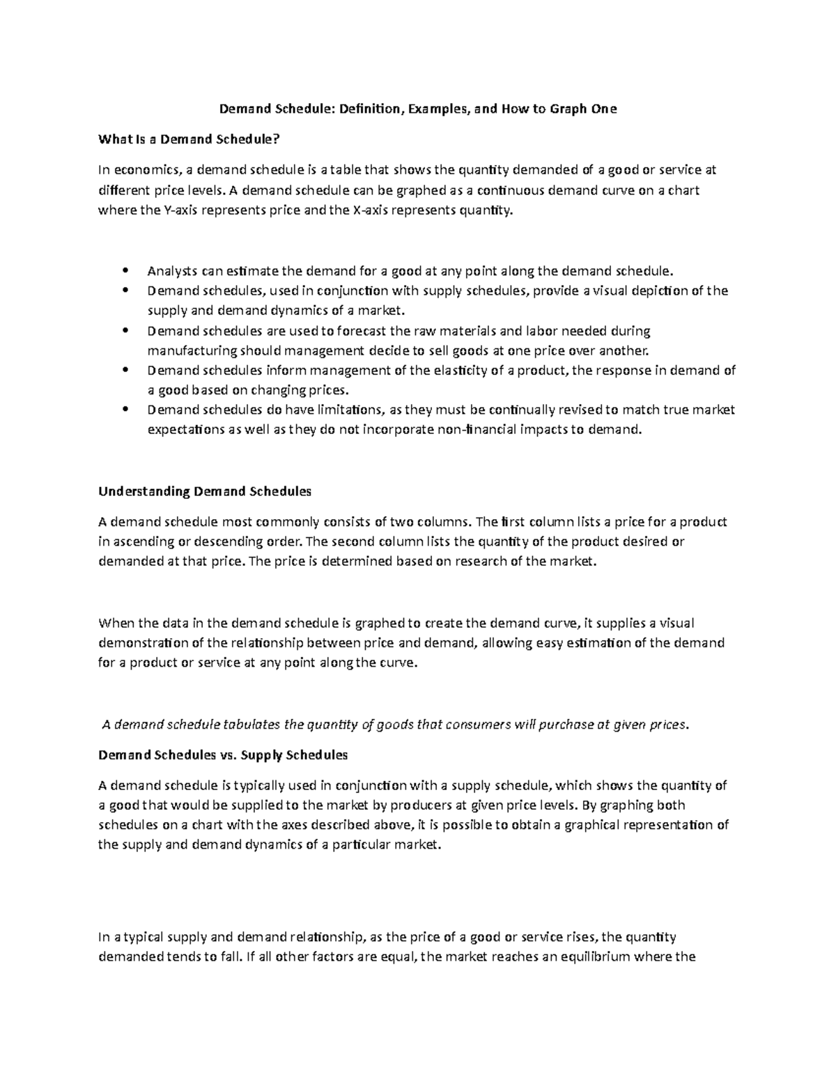 Economics 101: Understanding Demand Schedules with Examples and Graphs ...