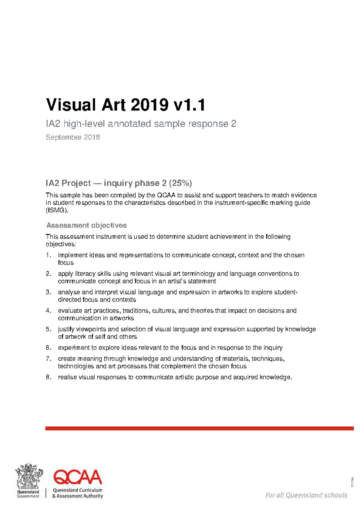 Senior Visual Art Unit 3 IA2 #2 High Annotated Sample Response - Studocu