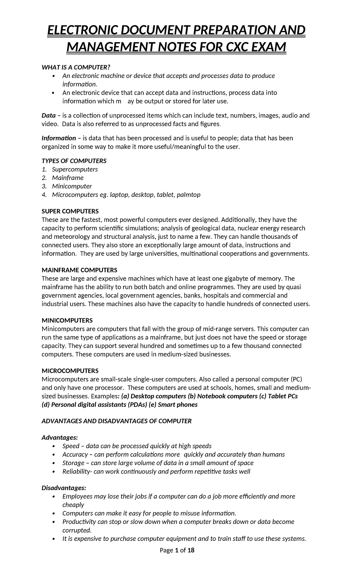 513929819 EDPM CXC Exam Notes on Computer Systems and Safety - Studocu
