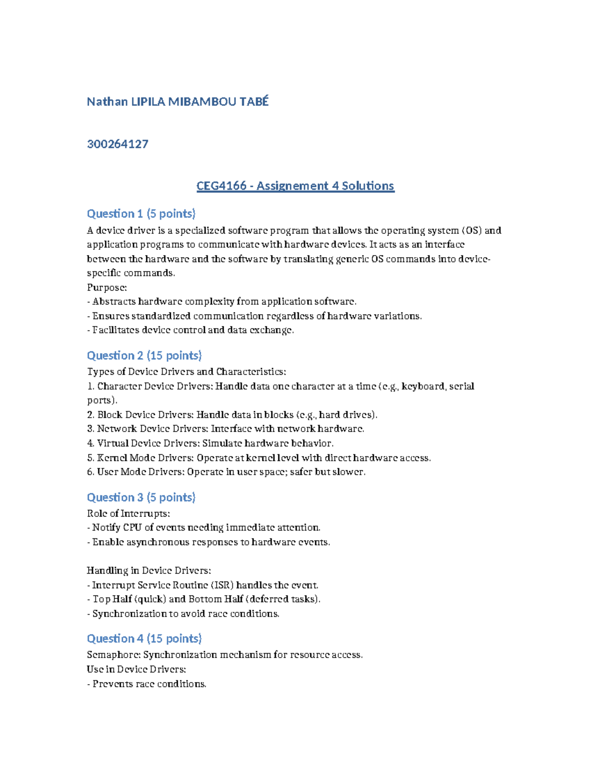CEG4166 Assignment 4 - SOLUTIONS - Nathan LIPILA MIBAMBOU TABÉ 300264127 CEG4166 - Assignement 4 ...