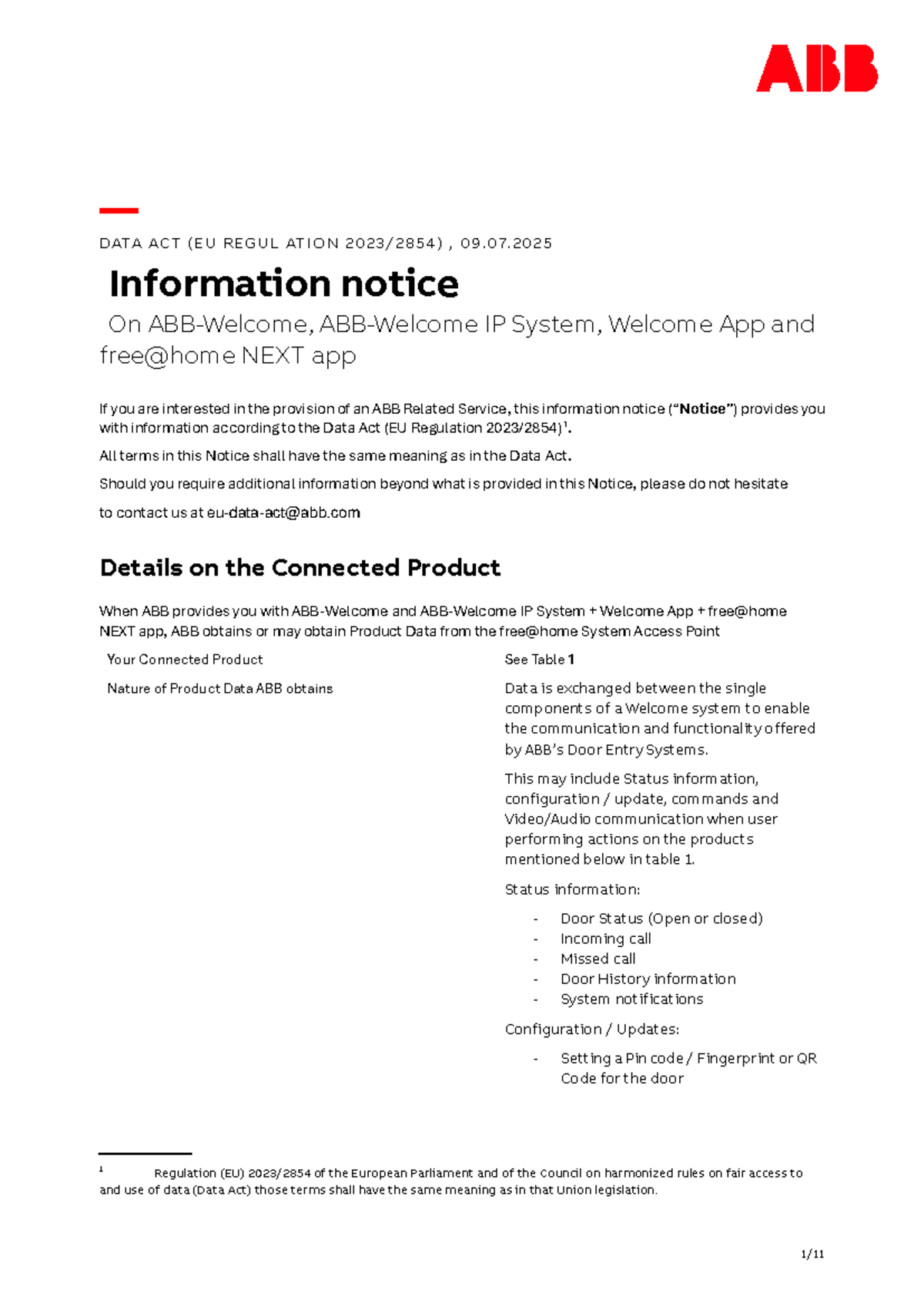 DATA ACT (EU REGULATION) - Information Notice on IP System & Apps - Studocu