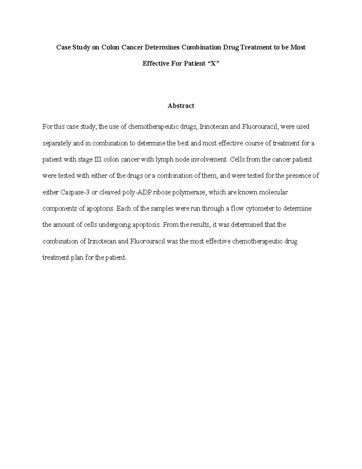 Apoptosis Lab Report - Case Study on Colon Cancer Determines ...