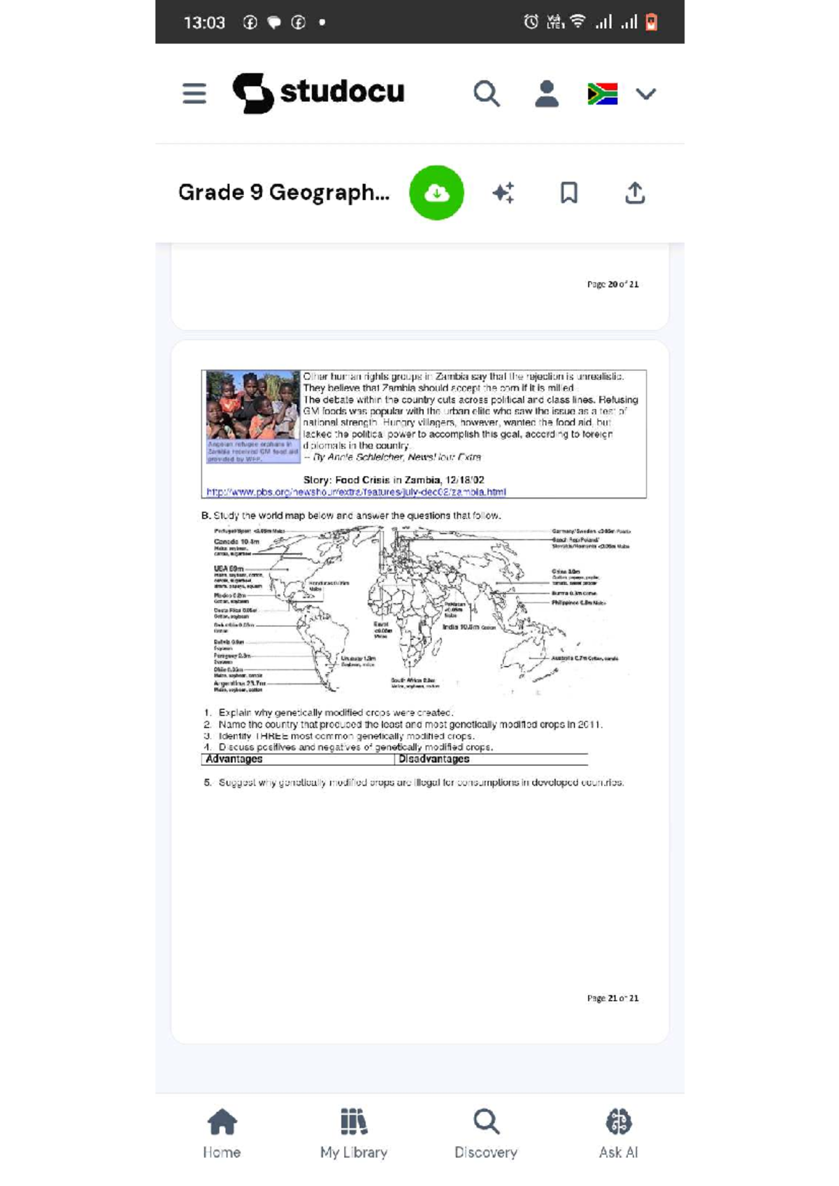 Grade 9 Geography: Genetically Modified Crops Discussion - Studocu
