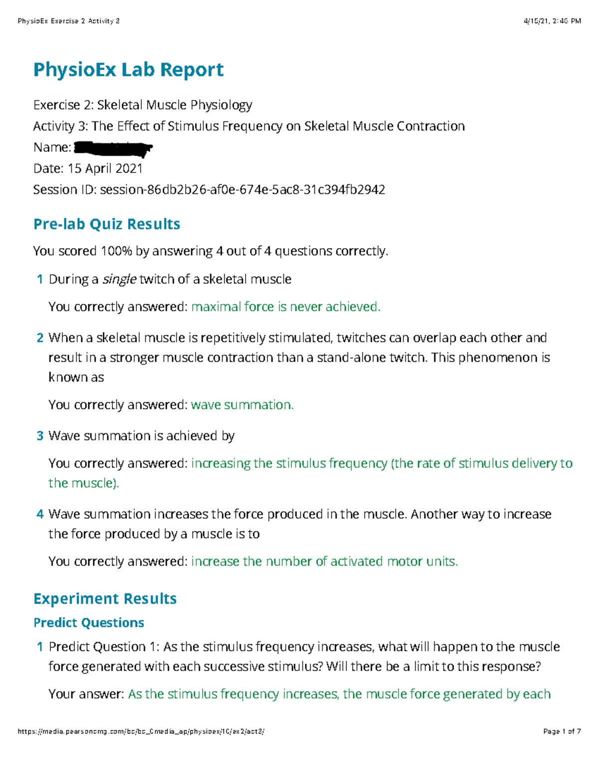 M04 Physio Ex Exercise 2 Activity 3 - PhysioEx Lab Report Exercise 2 ...