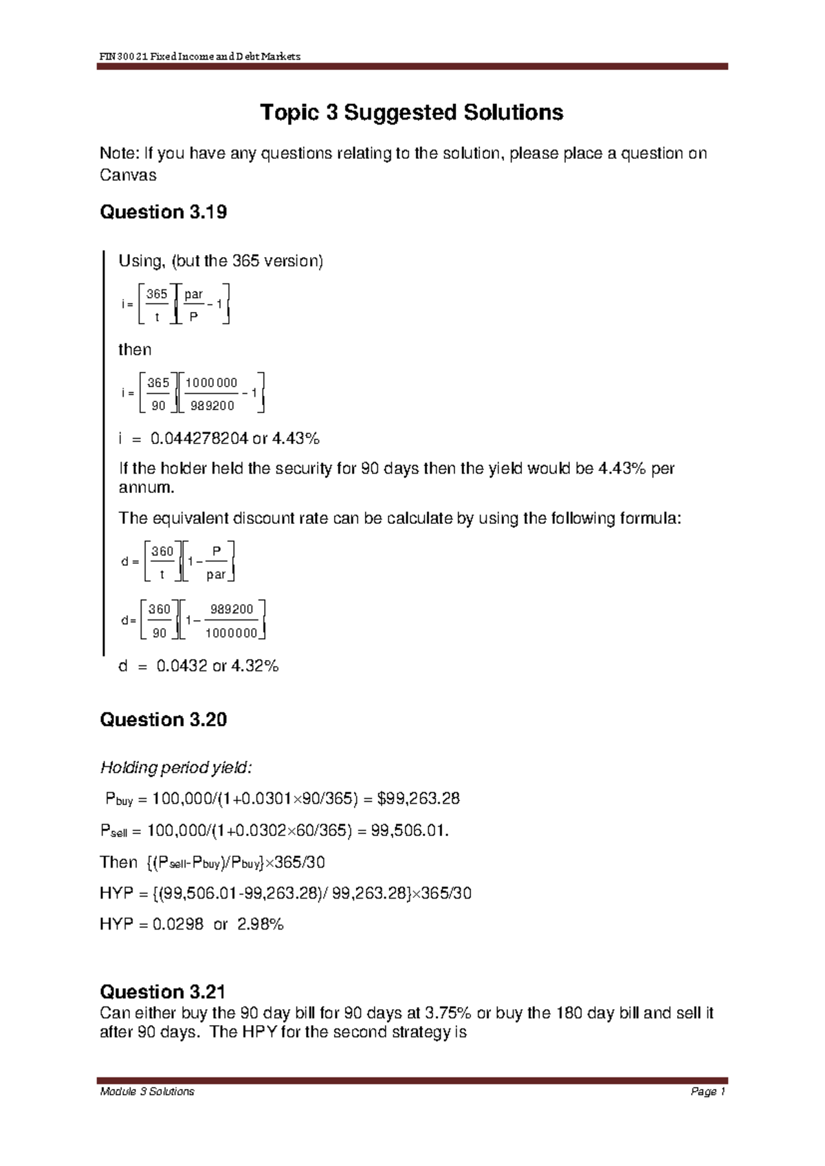 Module 3 4 Suggested Solutions - Topic 3 Suggested Solutions Note: If ...