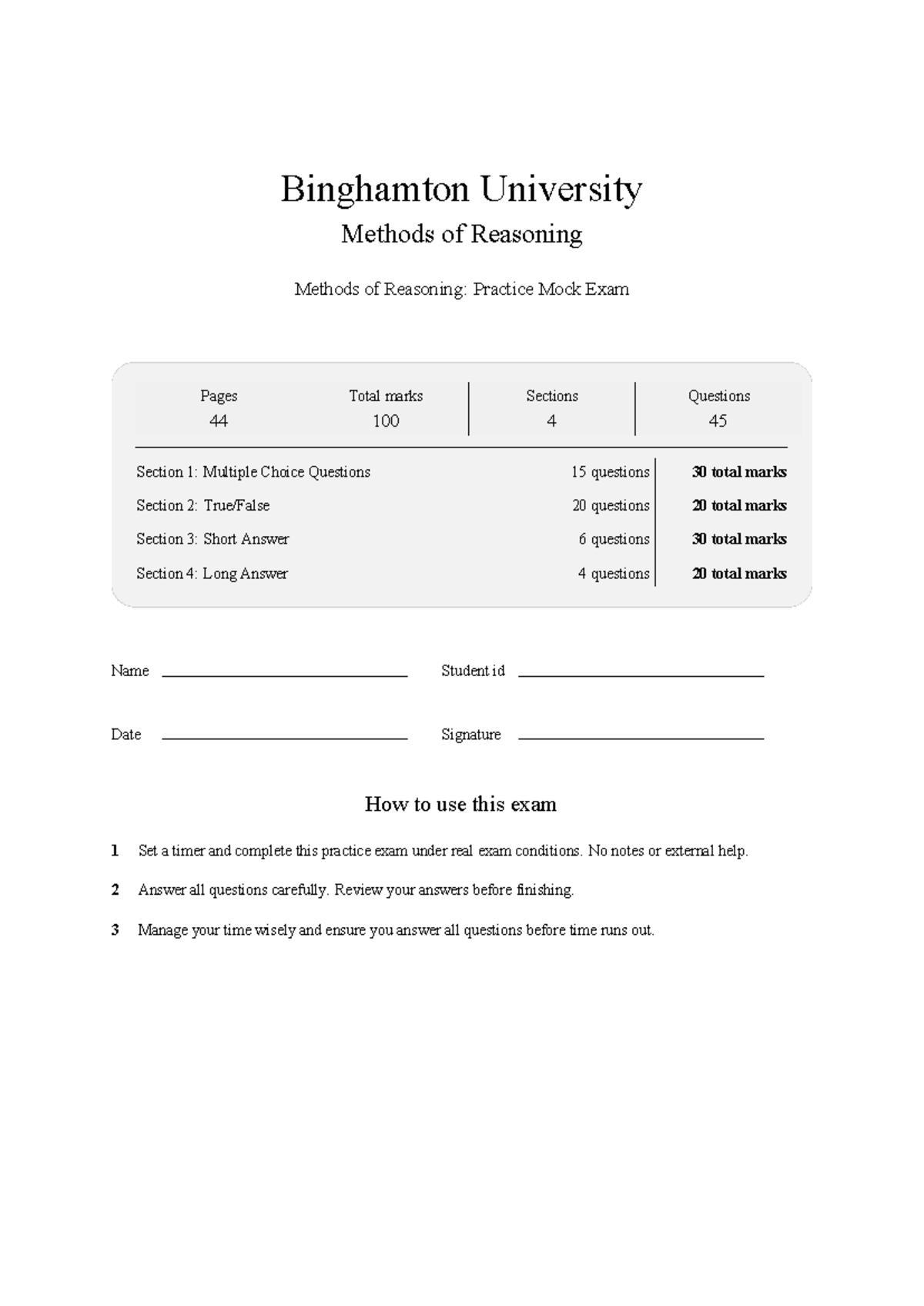 PHIL121 Methods of Reasoning: Practice Mock Exam 2026 - Studocu
